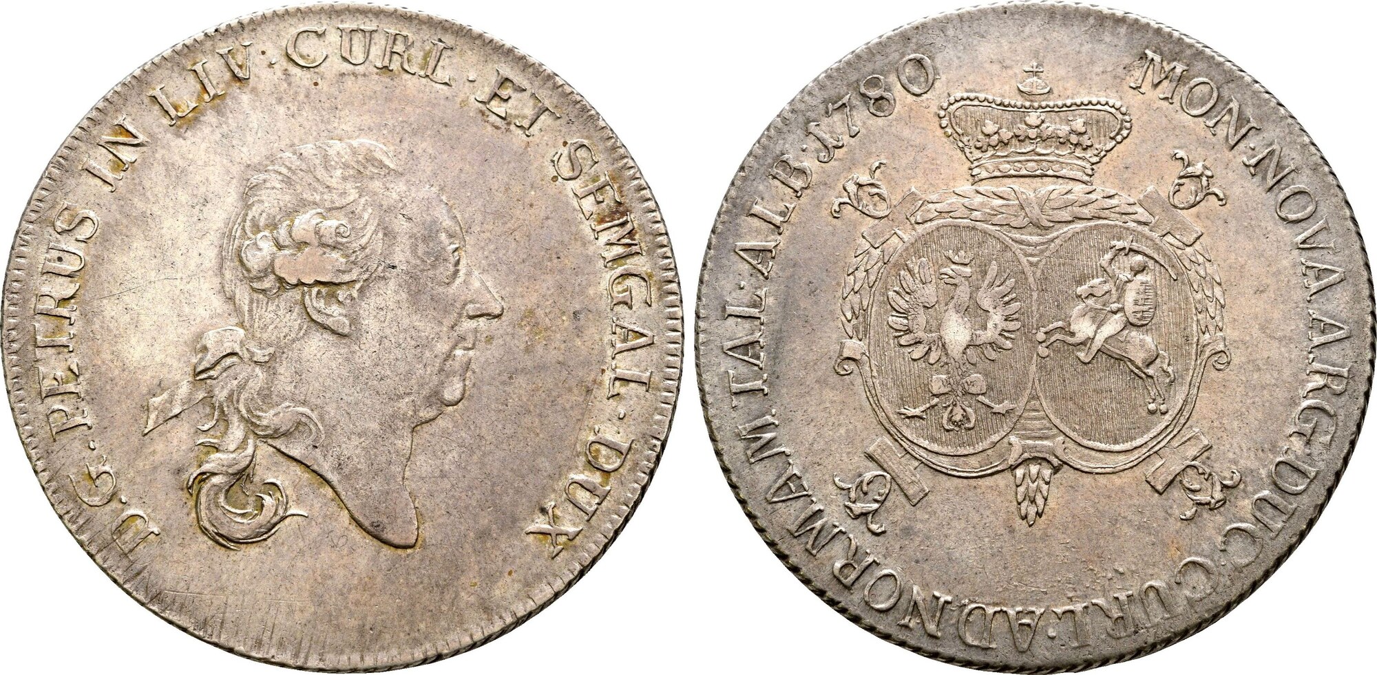 Baltikum Kurland: Albertustaler Mitau 1780 Peter Biron, 1769-1795: f ...