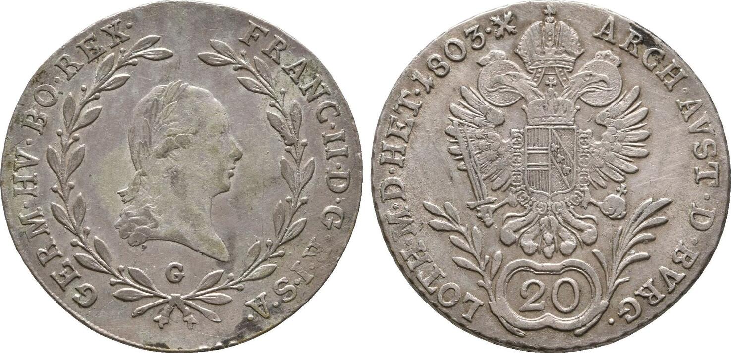 Habsburg: 20 Kreuzer Nagybanya 1803 G Franz II, 1792-1835: ss-vz | MA-Shops