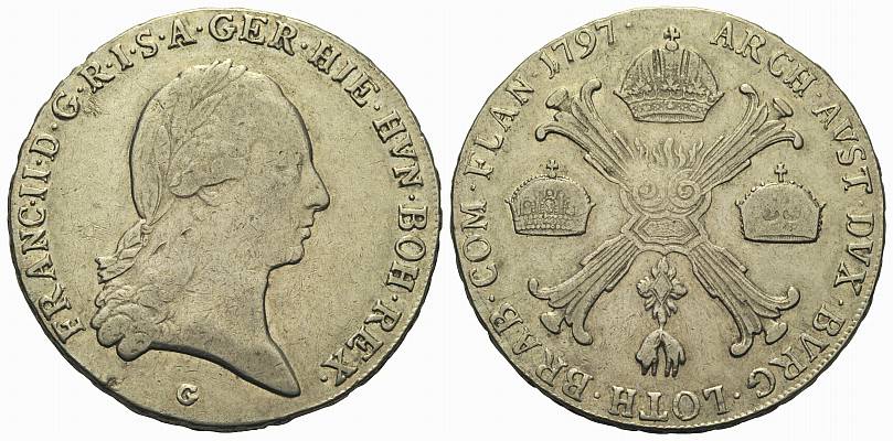 Haus Habsburg: Franz II.(I.), 1792-1835. Kronentaler 1797 G. Selten! ss-vz | MA-Shops