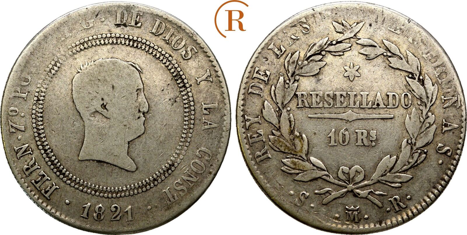 Spanien: 10 Reales Madrid 1821 Ferdinand VII, 1808-1833: ss-s | MA-Shops