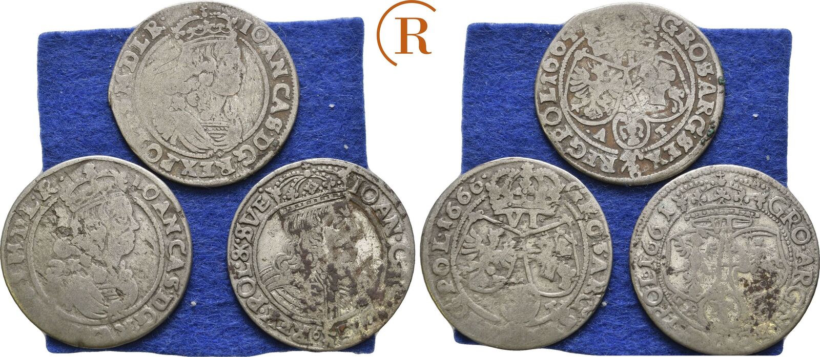 Polen: Lot 3 x 6 Gröscher 1661, 1664 und 1666 Johann Kasimir, 1648-1668 ...