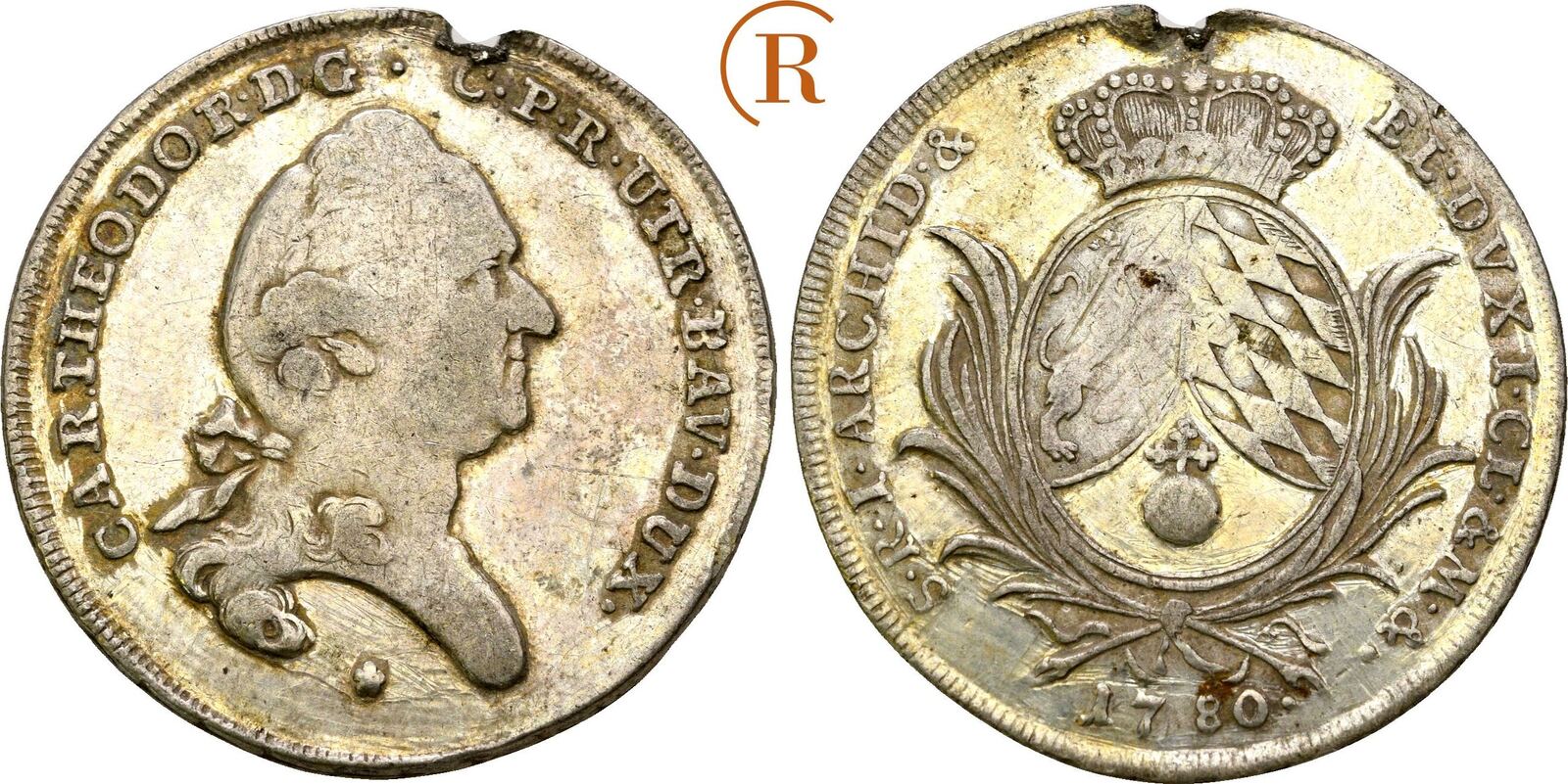 Bayern für die Rheinpfalz: 1/2 Konventionstaler Mannheim 1780 Karl ...