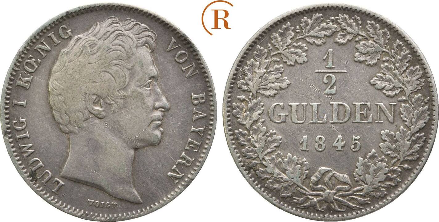 Bayern: 1/2 Gulden 1845 Ludwig I, 1825-1848: ss | MA-Shops