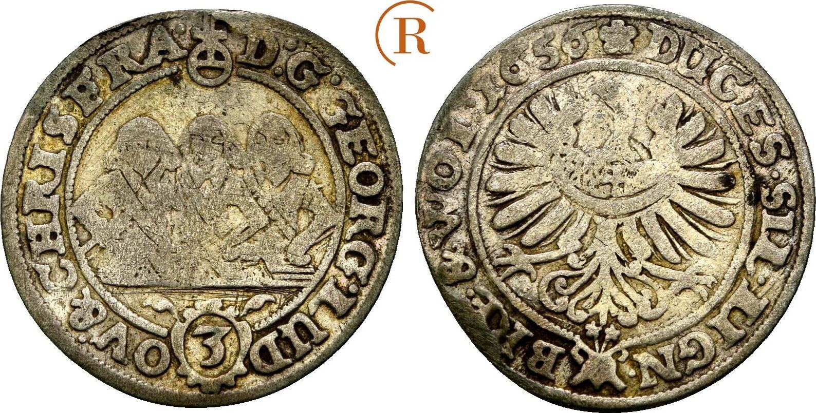 Schlesien Liegnitz Brieg: 3 Kreuzer 1656 Georg, Ludwig und Christian ...