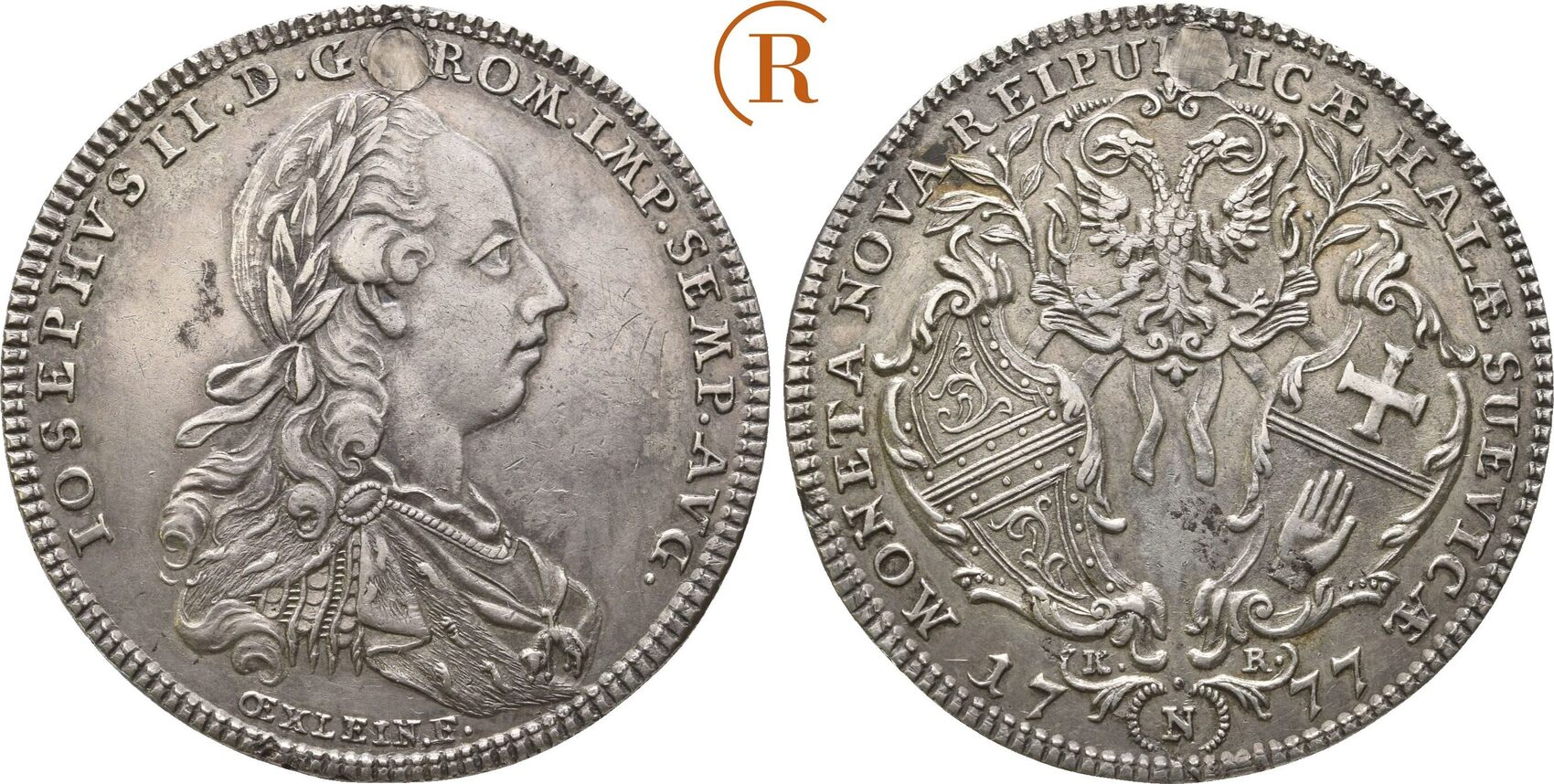 Schwäbisch Hall Stadt: 1/2 Taler Münzstätte Nürnberg 1777 ss+ ...