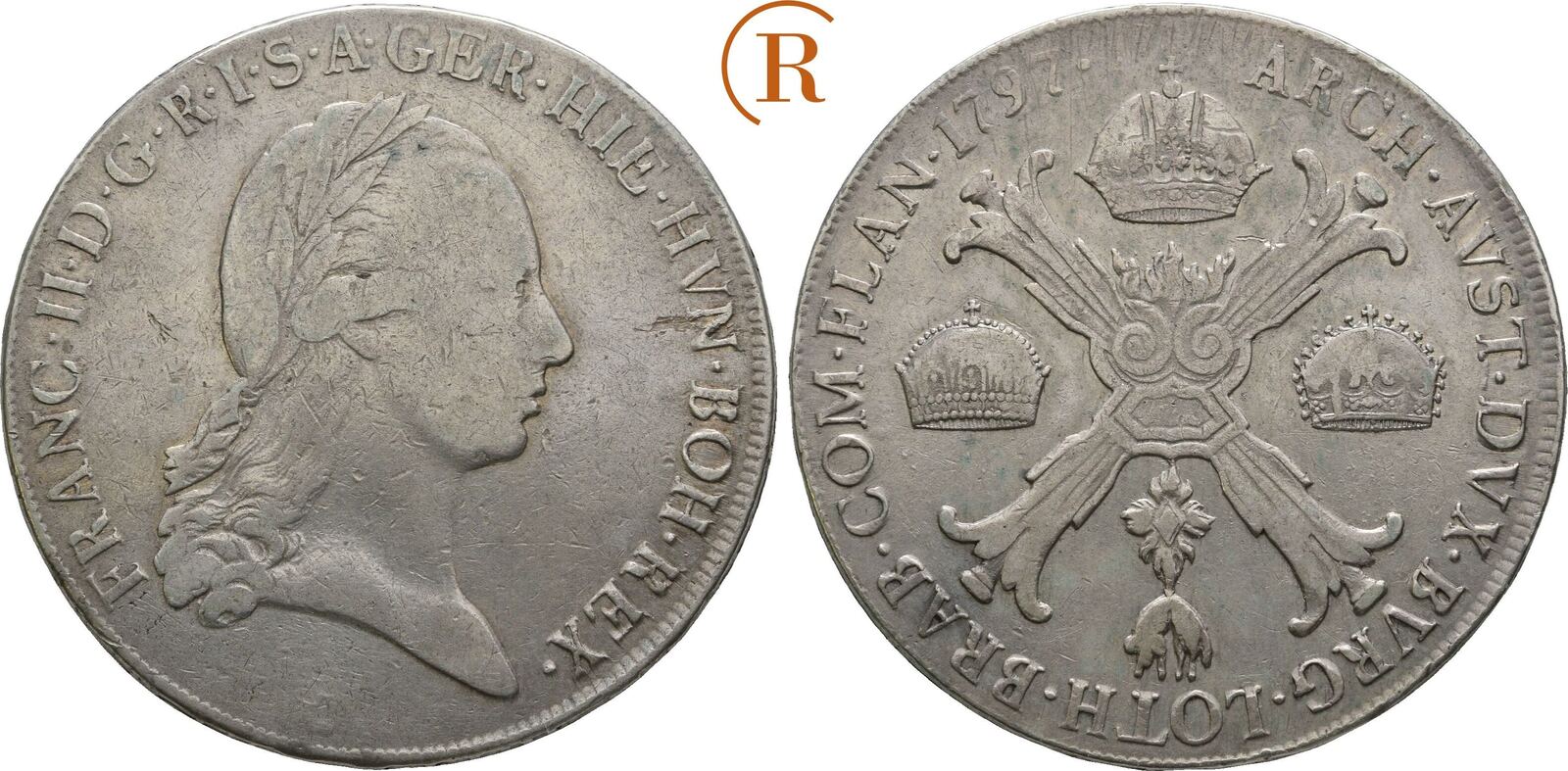 Habsburg: Kronentaler Prag 1797 C Franz II, 1792-1835: ss kleiner Schrötlingsfehler, justiert ...