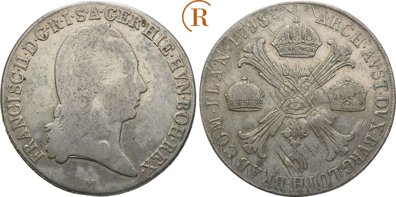 Habsburg: Kronentaler Mailand 1796 M Franz II, 1792-1835: ss- justiert | MA-Shops