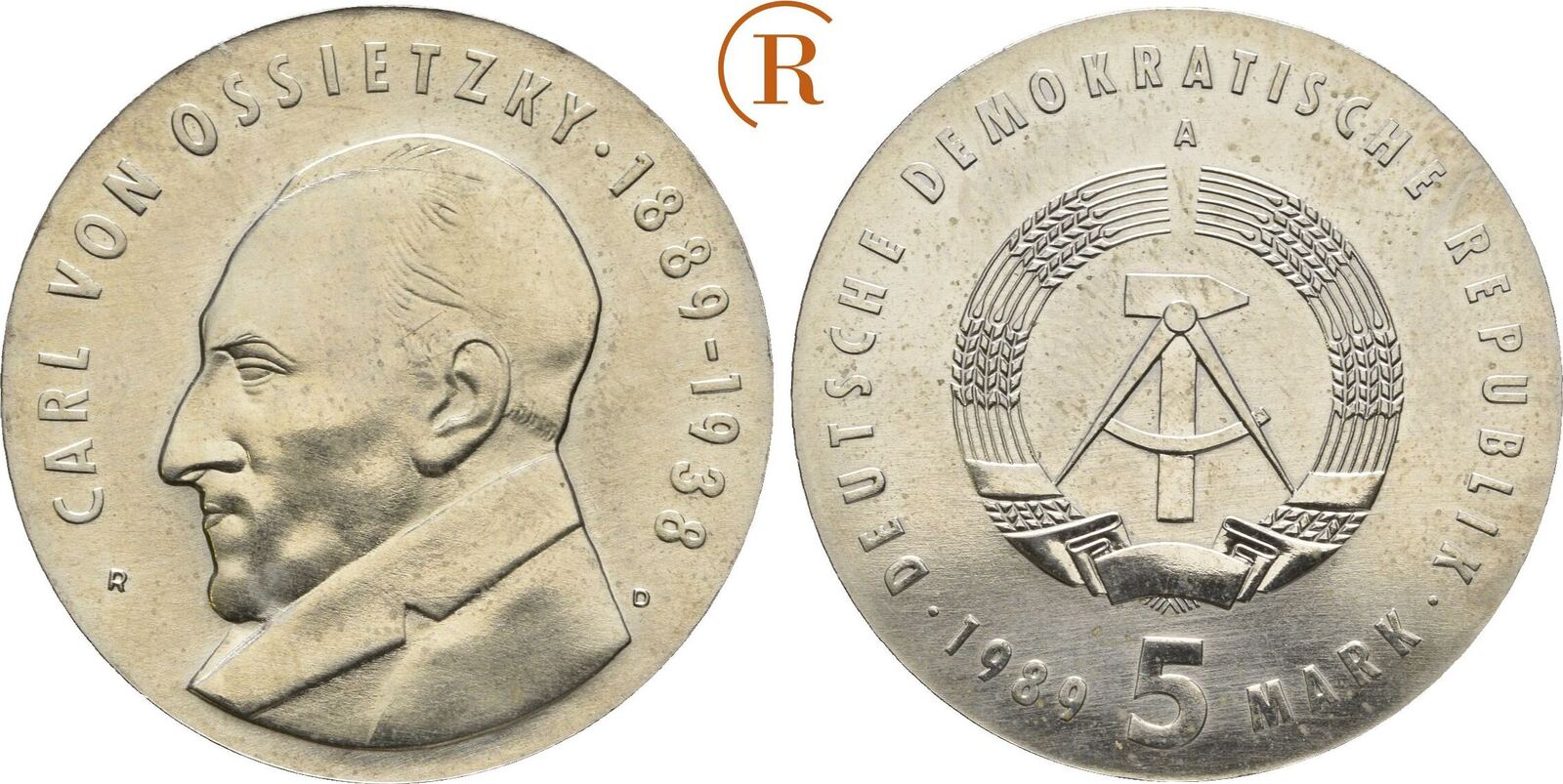 DDR: 5 Mark Carl von Ossietzky 1989 Stempelglanz | MA-Shops