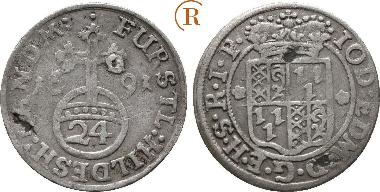 Hildesheim Bistum: 1/24 Taler Schloß Steuerwald 1691 Jobst Edmund von ...