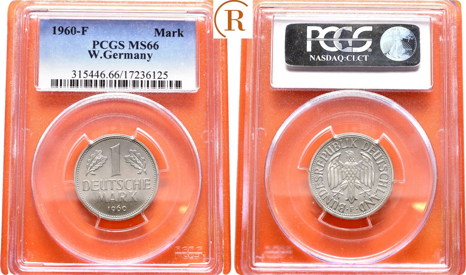 BRD: 1 Deutsche Mark 1960 F PCGS MS66 | MA-Shops
