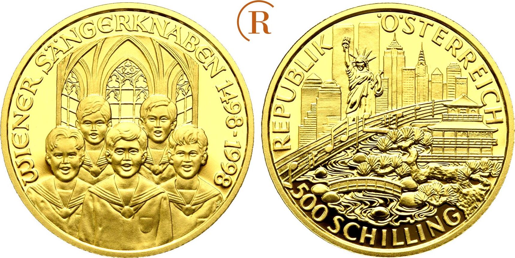 Österreich: 500 Schilling GOLD Wiener Sängerknaben 1998 PP | MA-Shops