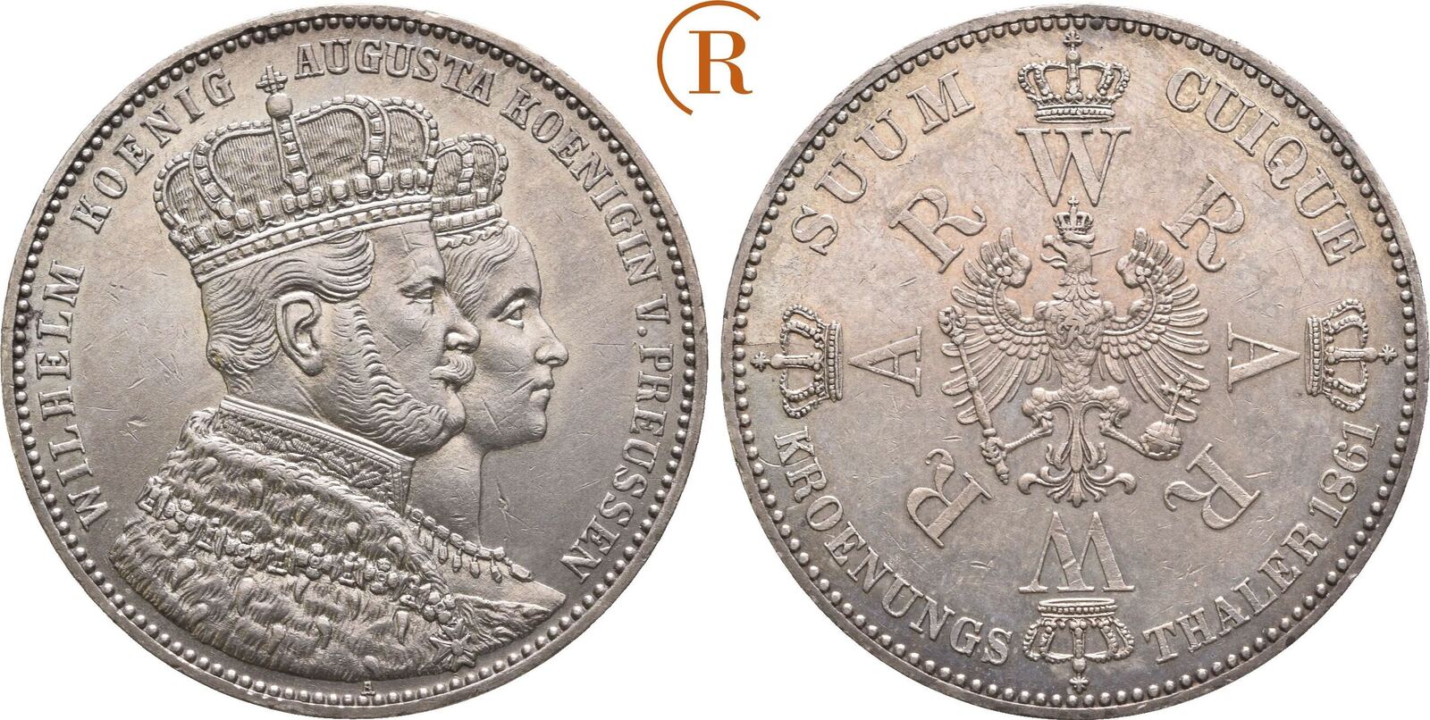 Preussen: Taler, Krönungstaler 1861 A Wilhelm I, 1861-1888: ss-vz / vz ...