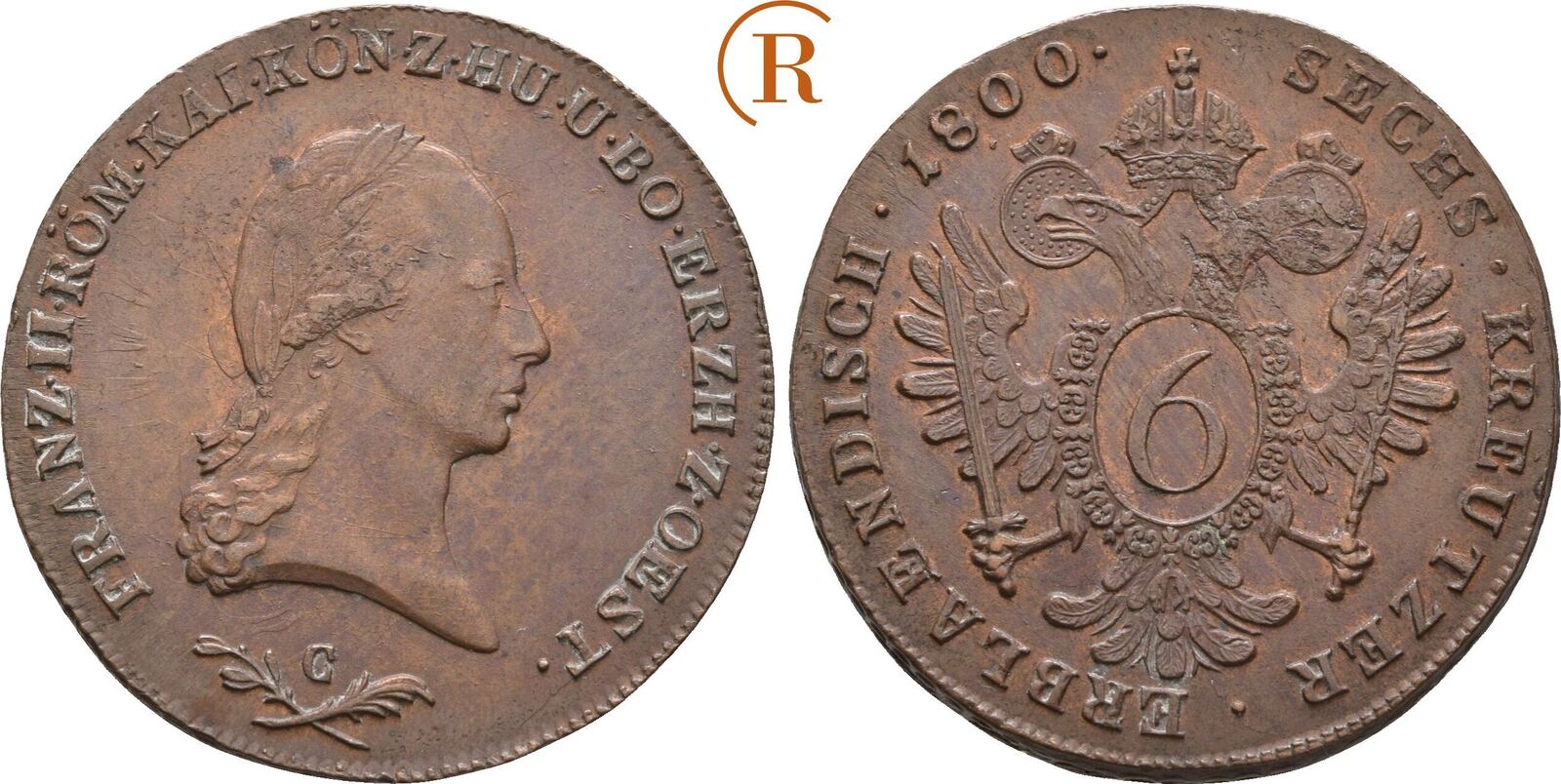 Habsburg: 6 Kreuzer Prag 1800 C Franz II, 1792-1835: vz-stgl | MA-Shops