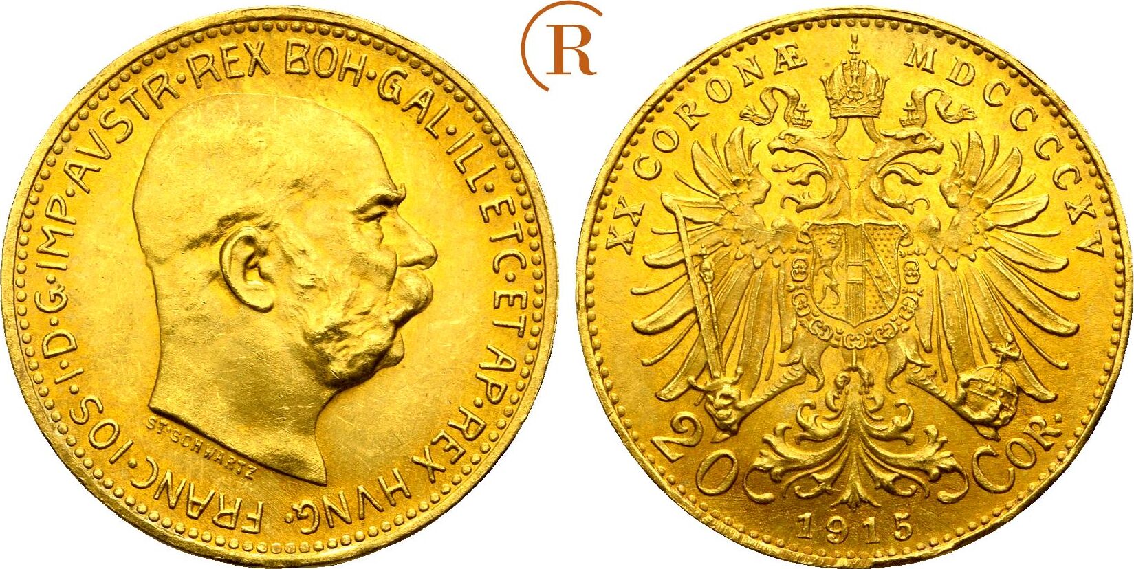 Österreich: 20 Kronen GOLD 1915 Franz Joseph I, 1848-1916: Stempelglanz ...