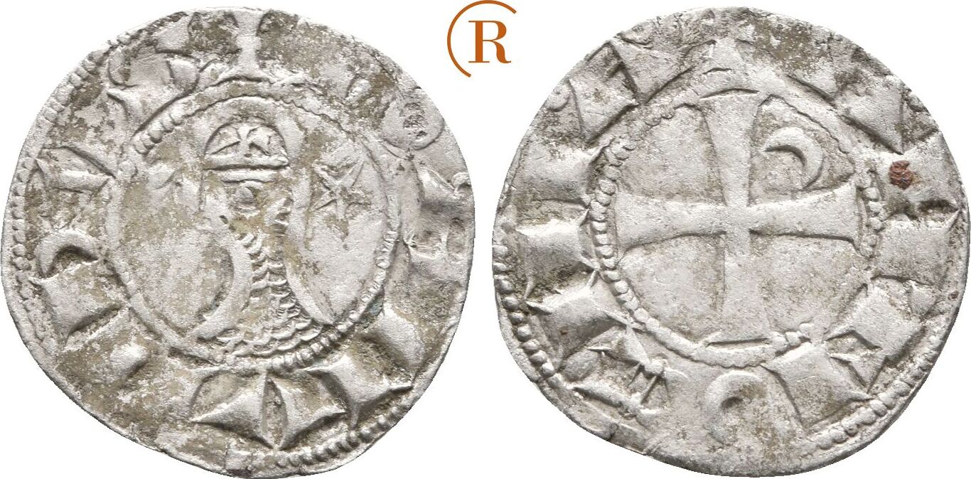 Kreuzfahrer Antiochia Fürstentum: Denar Bohemund III, 1163-1201: ss ...