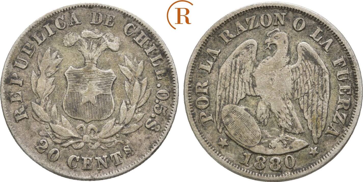 Chile: 20 Centavos 1880 ss | MA-Shops