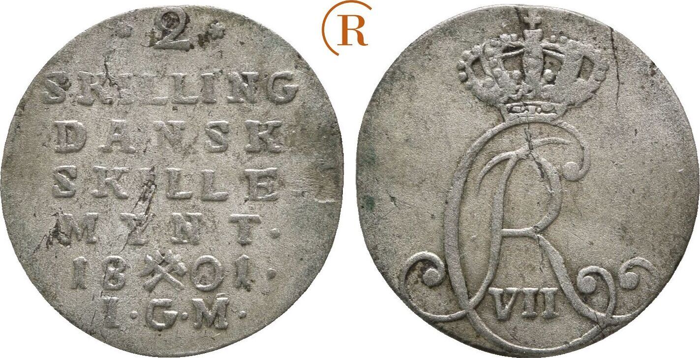 Norwegen: 2 Skilling Kongsberg 1801 Christian VII, 1766-1808: ss | MA-Shops