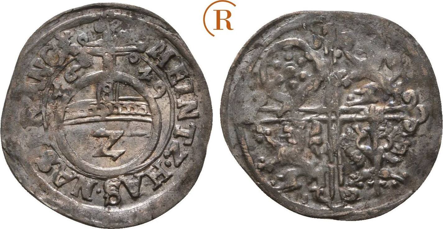 Mainz Erzbistum: 1/2 Batzen Gemeinschaftsprägung 1629 Georg Friedrich ...