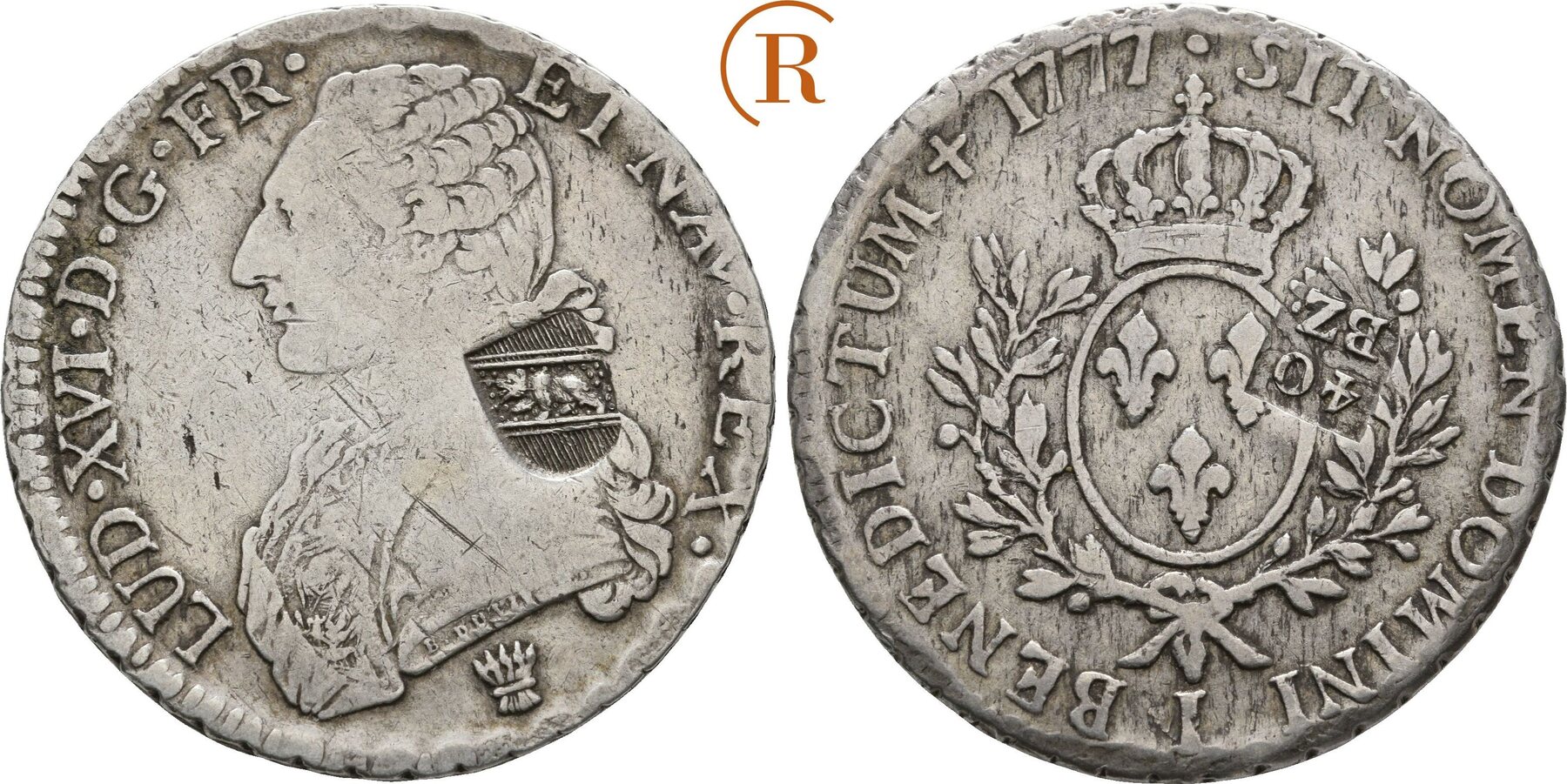 Bern Stadt: Ecu Limoges mit Berner Gegenstempel zu 40 Batzen 1777 I ss ...