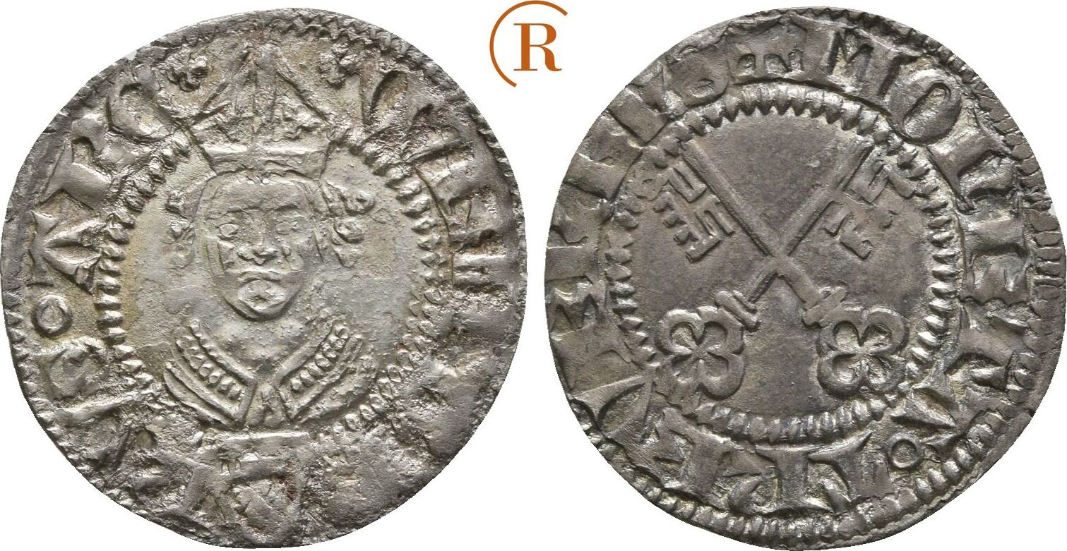 Trier Erzbistum: 1/2 Schilling Trier o.J., 1388-1394 Werner von Falkenstein, 1388-1418: vz-prfr ...
