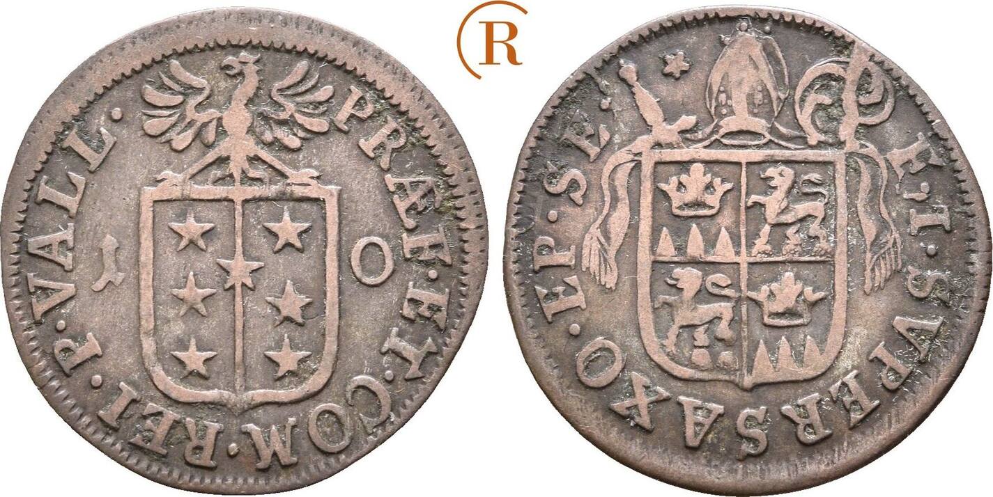 Schweiz Wallis Bistum: 1/2 Batzen 1710 Franz Joseph Supersaxo, 1701 ...