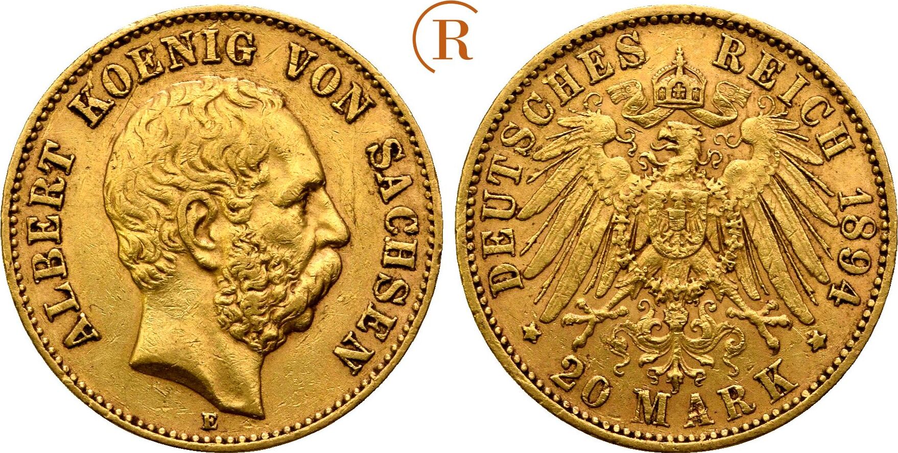 Kaiserreich: Sachsen: 20 Mark GOLD 1894 E Albert, 1873-1902: ss kl ...