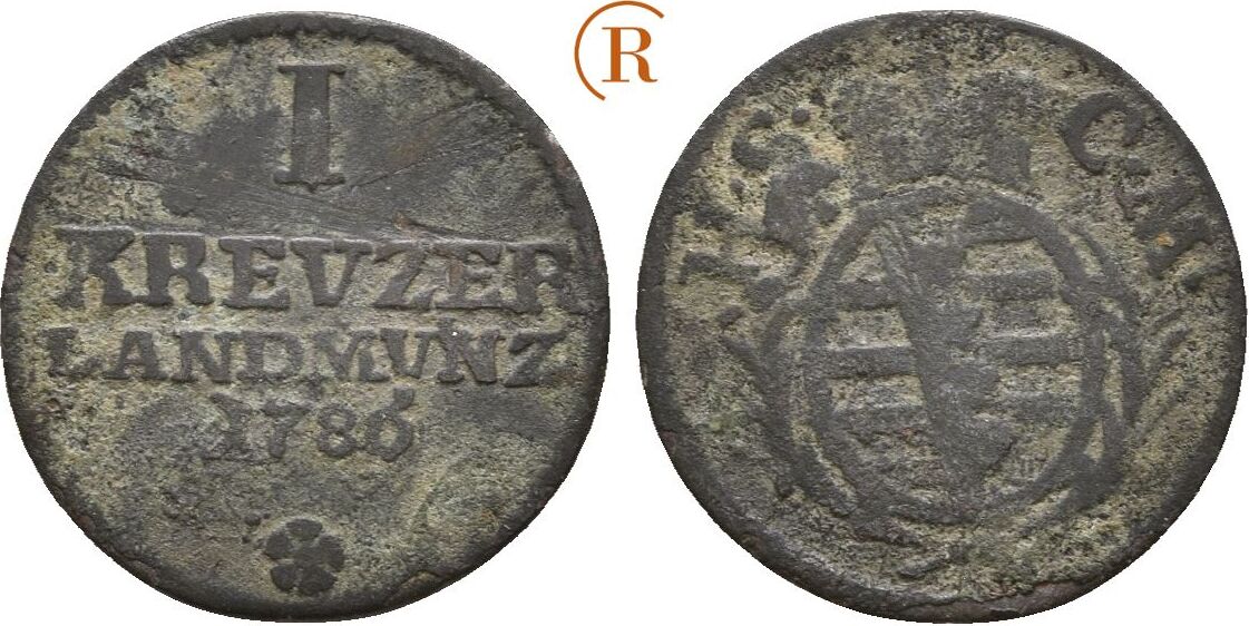 Sachsen Meiningen: 1 Kreuzer 1786 Georg I, 1782-1803: ss Belag | MA-Shops