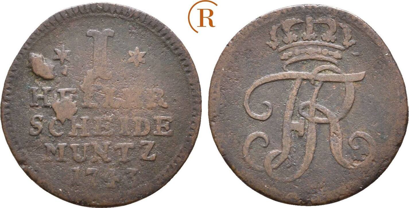 Hessen Kassel: 1 Heller 1743 Friedrich I, 1730-1751: ss- | MA-Shops