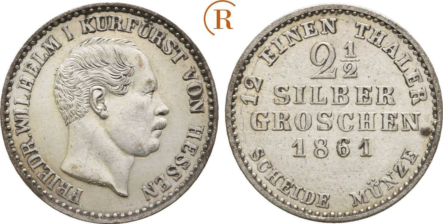 Hessen Kassel: 2 1/2 Silbergroschen 1861 Friedrich Wilhelm I, 1847-1866 ...
