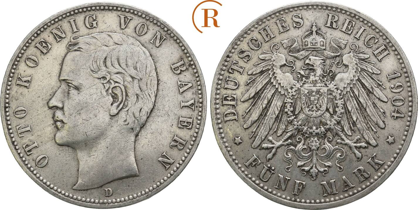 Kaiserreich: Bayern: 5 Mark 1904 D Otto, 1886-1913: ss | MA-Shops