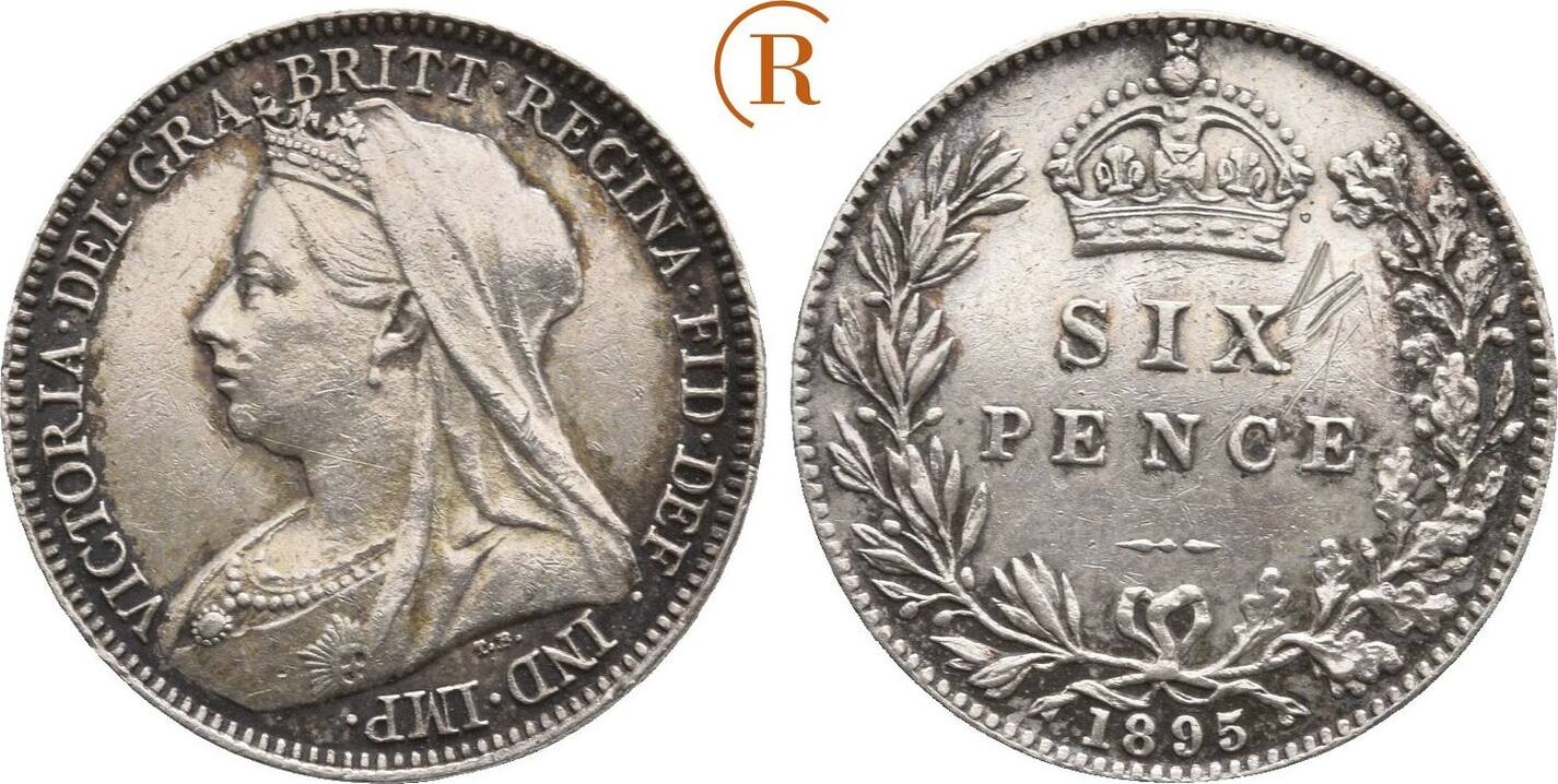 Grossbritannien: Sixpence 1895 Victoria, 1837-1901: vz Kratzer | MA-Shops
