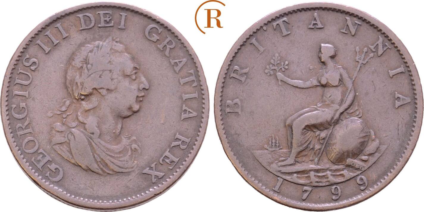 Grossbritannien: 1/2 Penny 1799 George III, 1760-1820: ss | MA-Shops