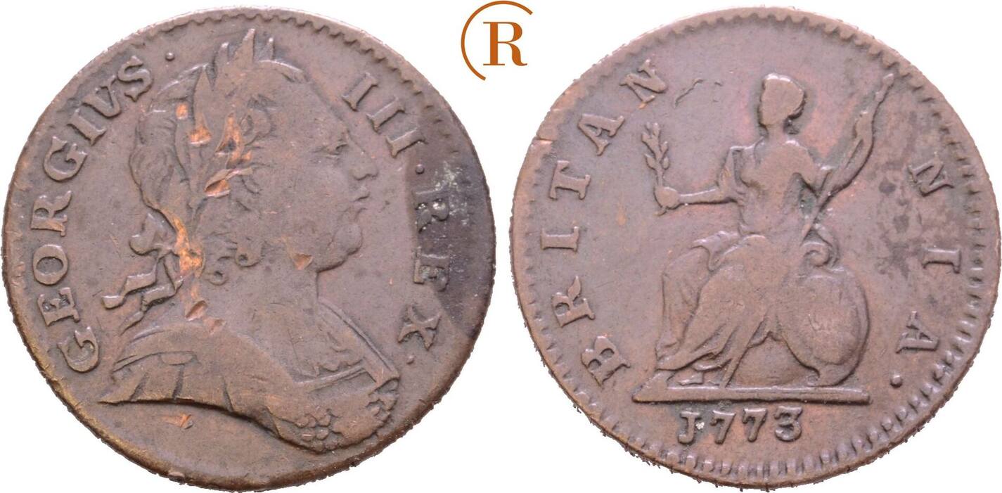 Grossbritannien: Farthing 1773 George III, 1760-1820: ss Kratzer | MA-Shops
