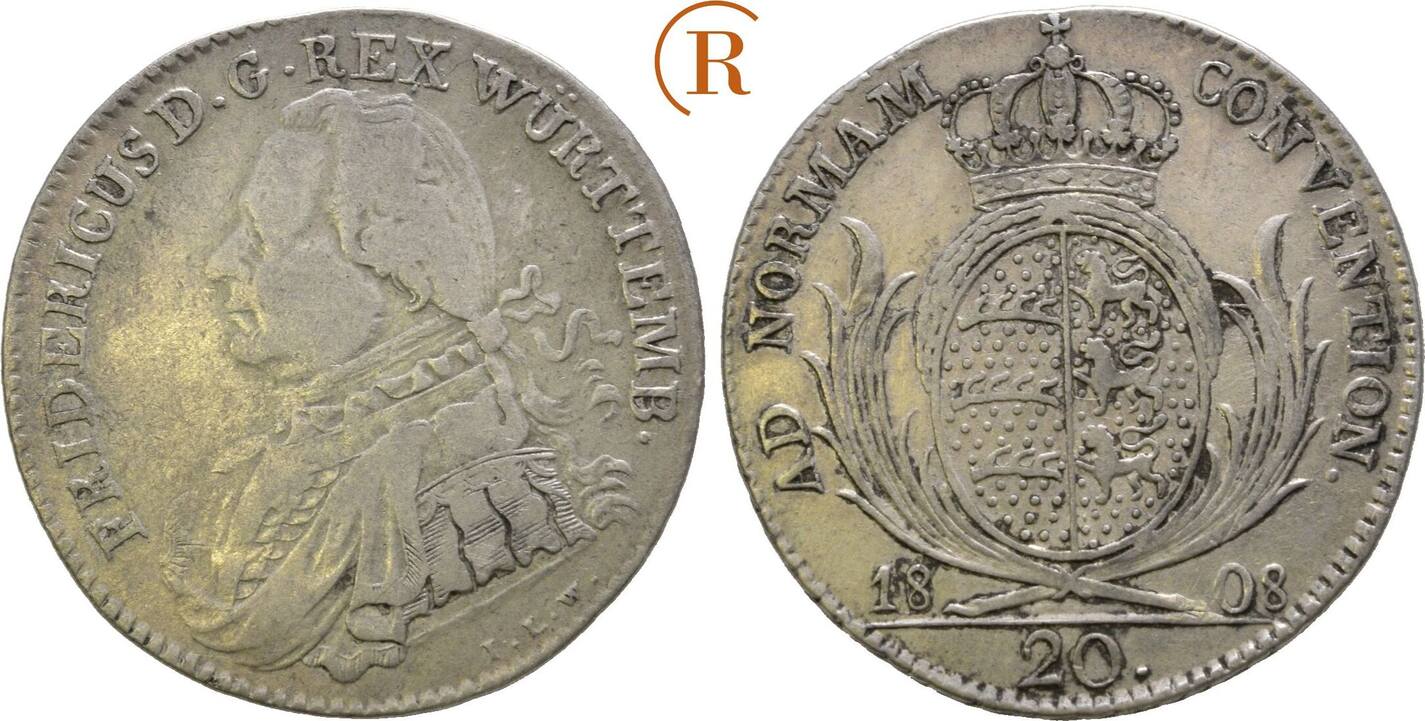 Württemberg: 20 Kreuzer 1808 Friedrich I, 1806-1816: f.ss / ss | MA-Shops
