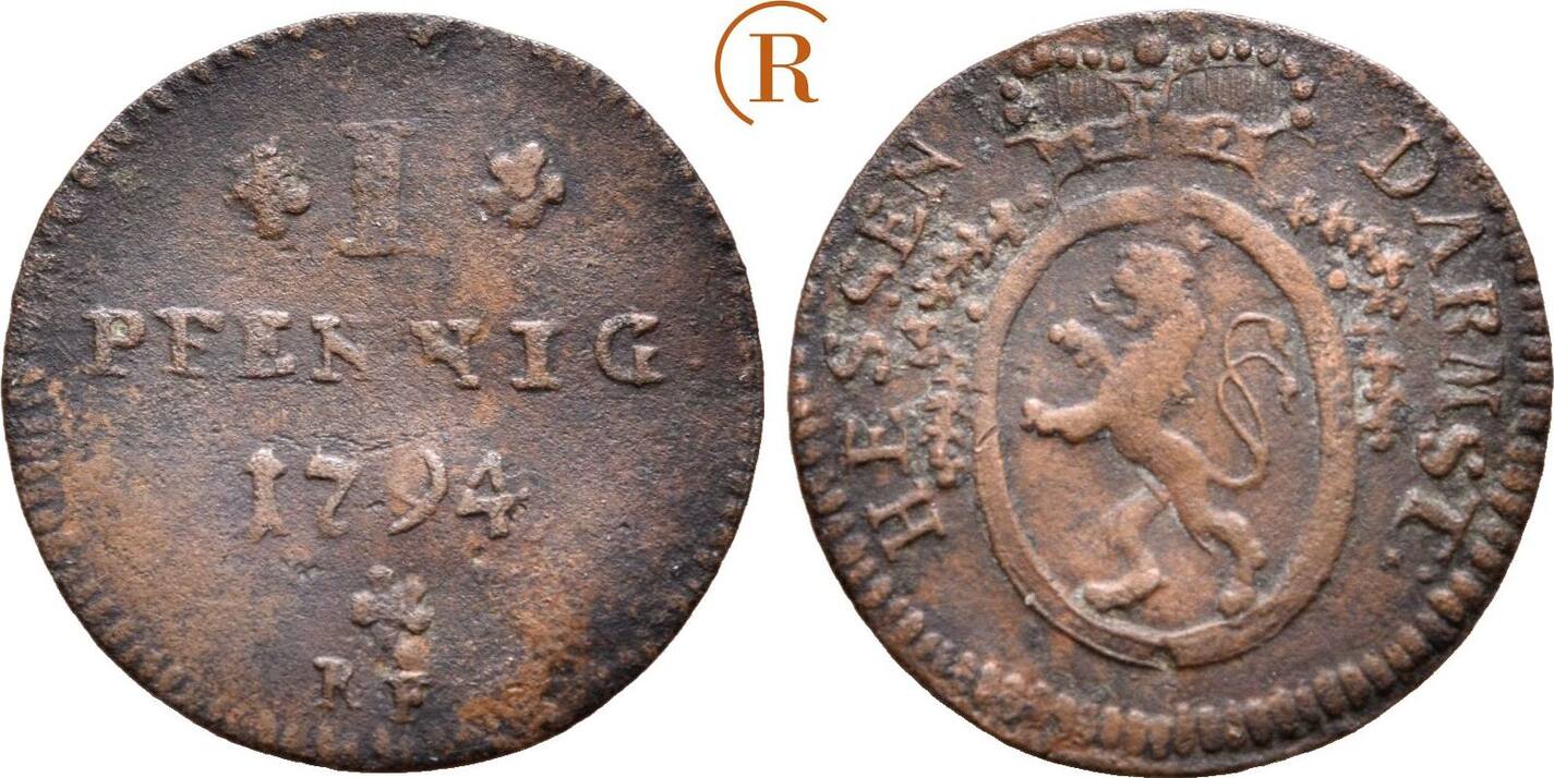 Hessen Darmstadt: 1 Pfennig 1794 Ludwig X, 1790-1806: ss | MA-Shops