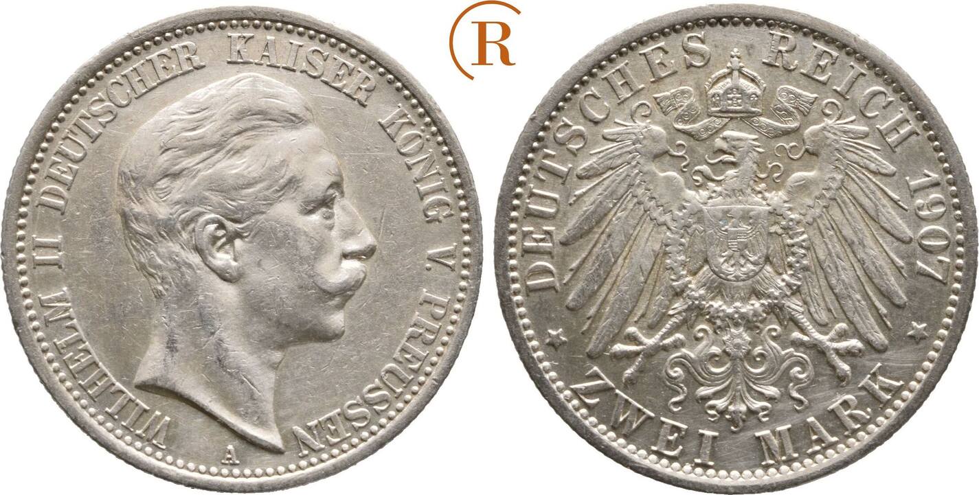 Kaiserreich: Preussen: 2 Mark 1907 A Wilhelm II, 1888-1918: ss | MA-Shops