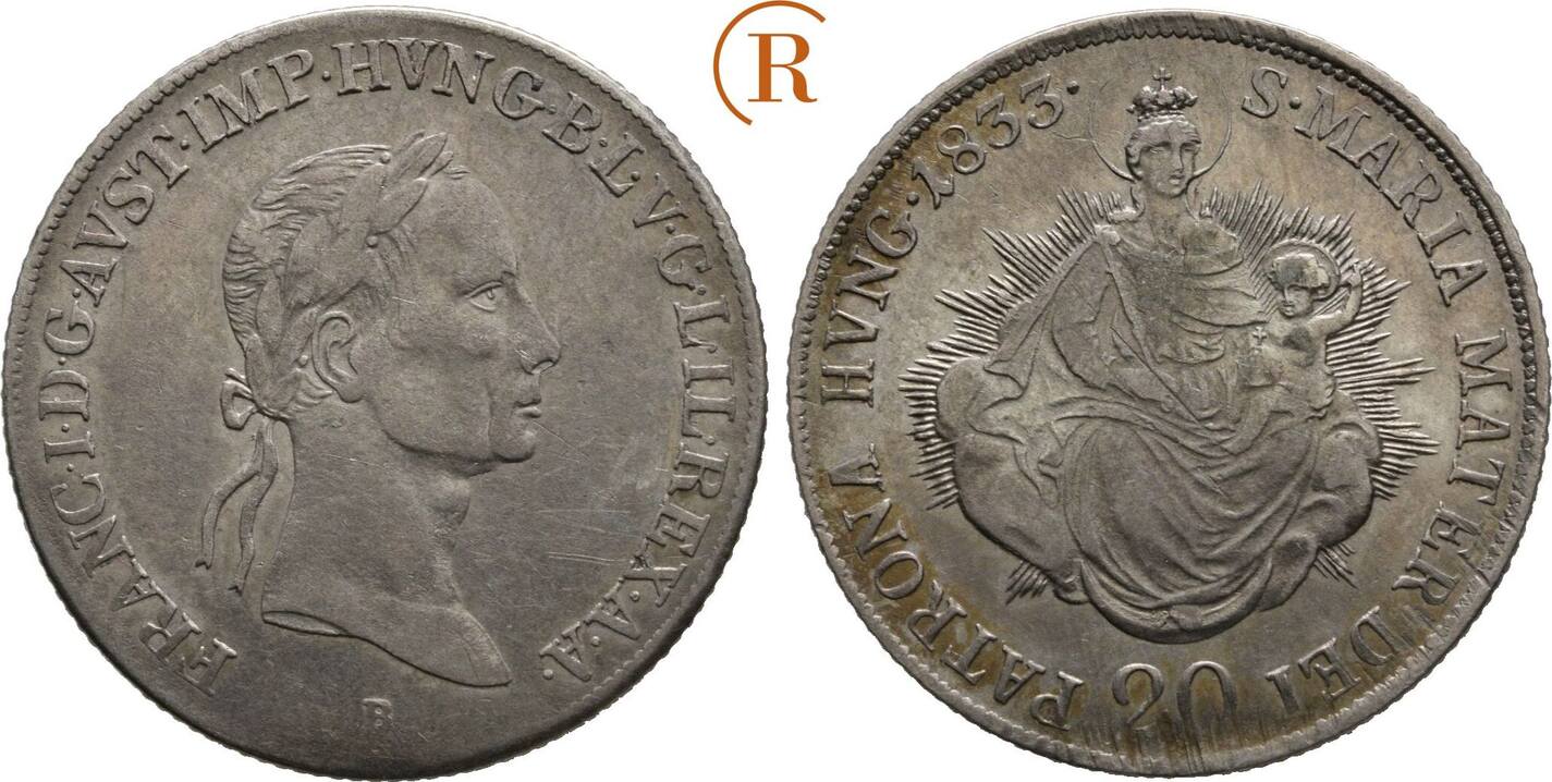 Habsburg: 20 Kreuzer Kremnitz 1833 B Franz II, 1792-1835: ss | MA-Shops