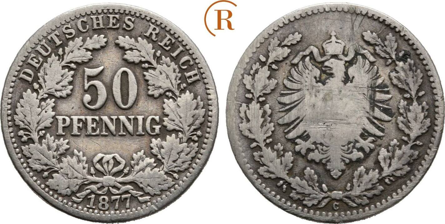 Kaiserreich: 50 Pfennig 1877 C ss/s | MA-Shops