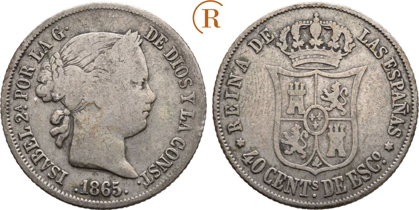Spanien: 40 Centimes 1865 Isabel II, 1833-1868: ss- | MA-Shops