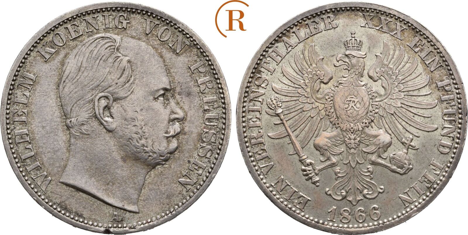 Preussen: Taler 1866 A Wilhelm I, 1861-1888: ss+ kleiner ...