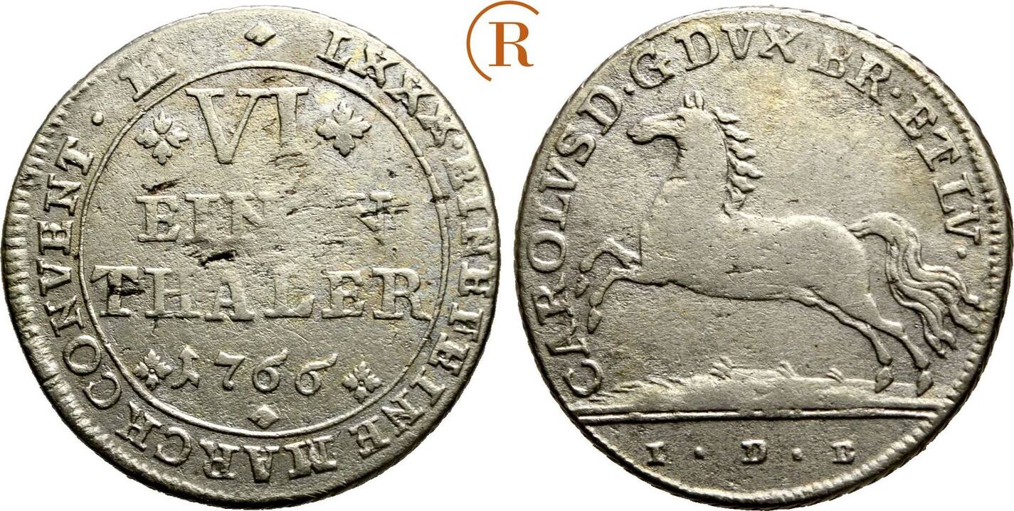 Braunschweig Wolfenbüttel: 1/6 Taler 1766 IDB Karl I, 1735-1780: f.ss ...