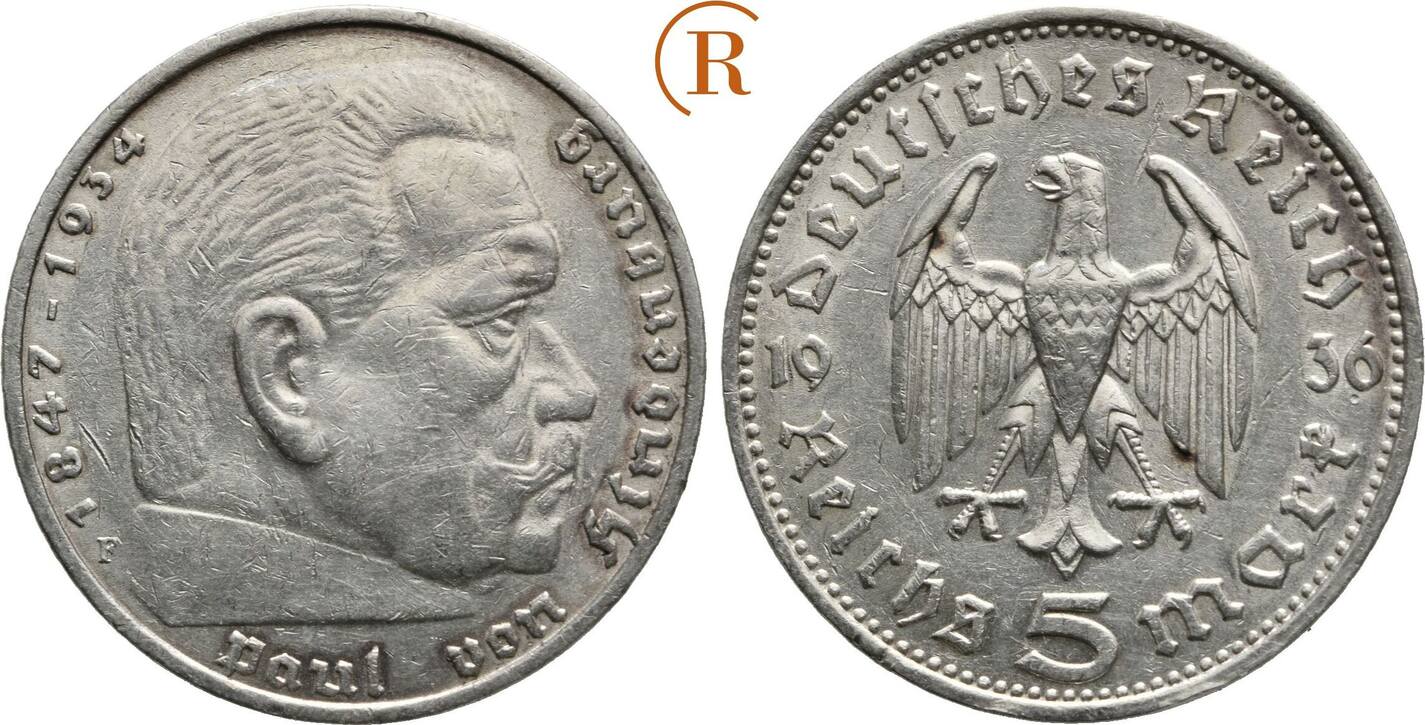 Drittes Reich: 5 Reichsmark 1936 F ss | MA-Shops