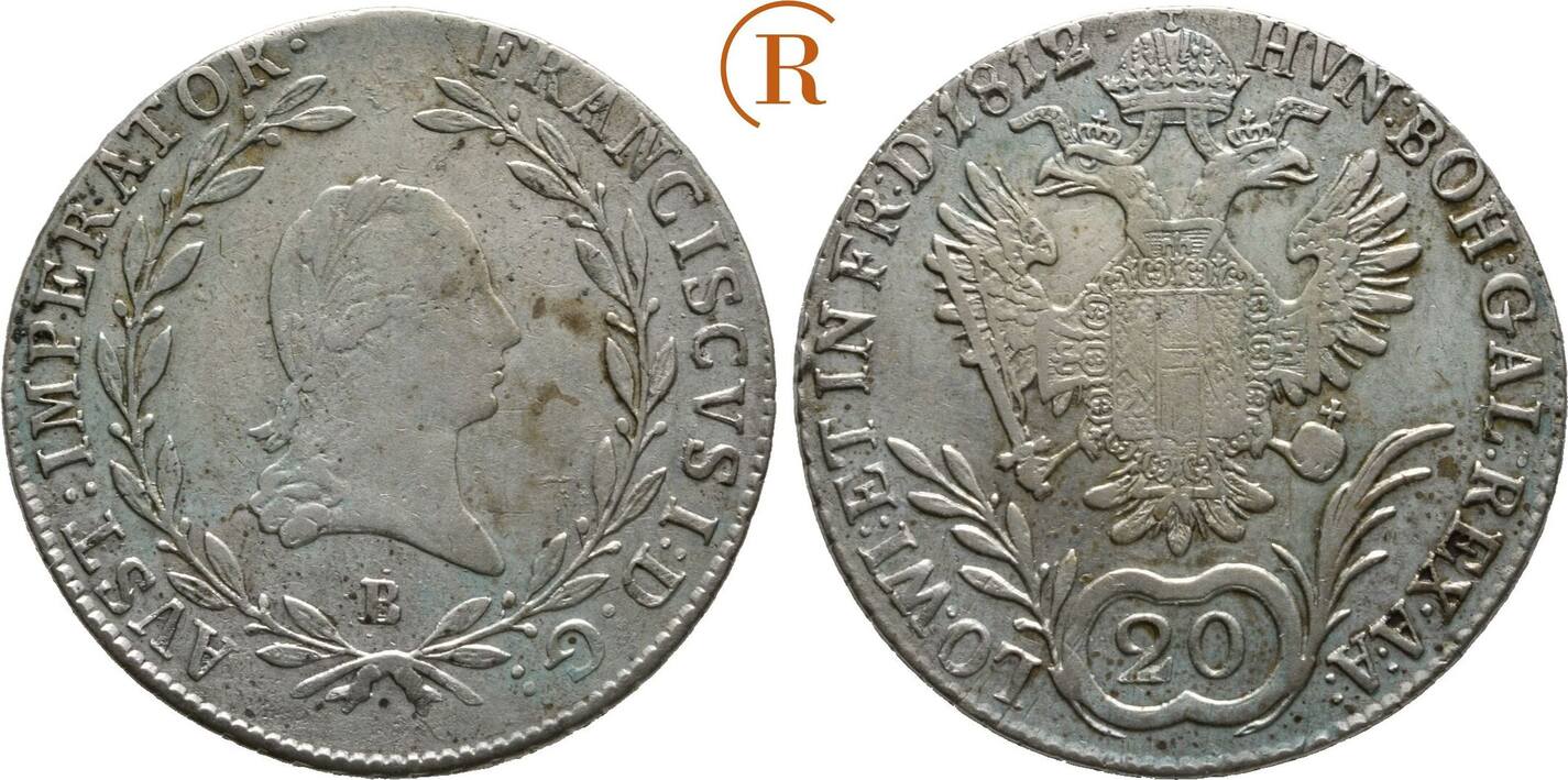 Habsburg: 20 Kreuzer Kremnitz 1812 B Franz II, 1792-1835: ss+ | MA-Shops