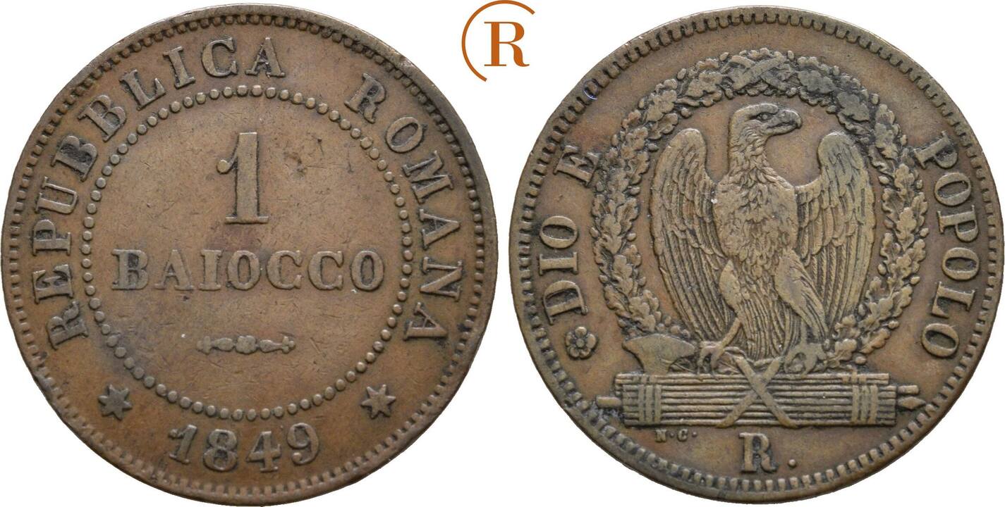 Vatikan: 1 Baioccho Rom 1849 R Pius IX, 1846-1878: ss | MA-Shops