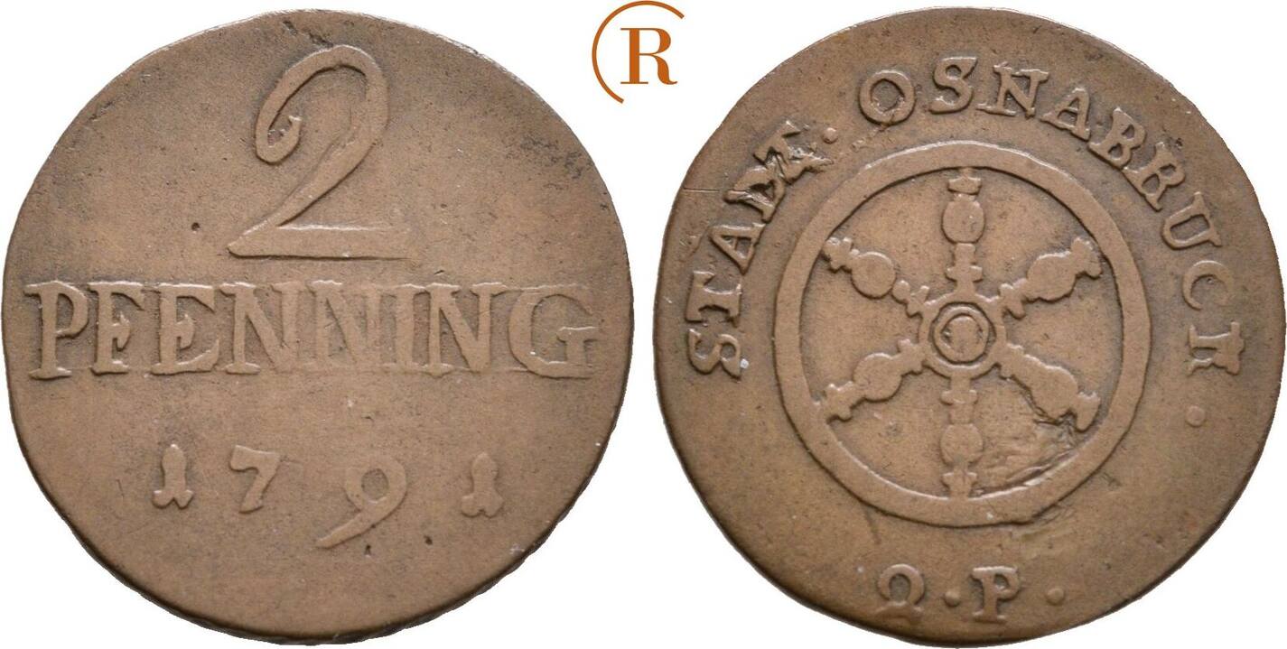 Osnabrück Stadt: 2 Pfennig 1791 ss | MA-Shops