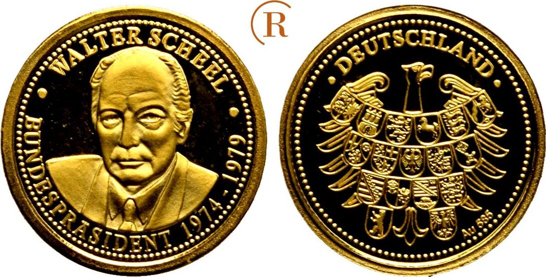BRD: Goldmedaille a.d. Bundespräsidenten Walter Scheel ohne Jahr PP ...
