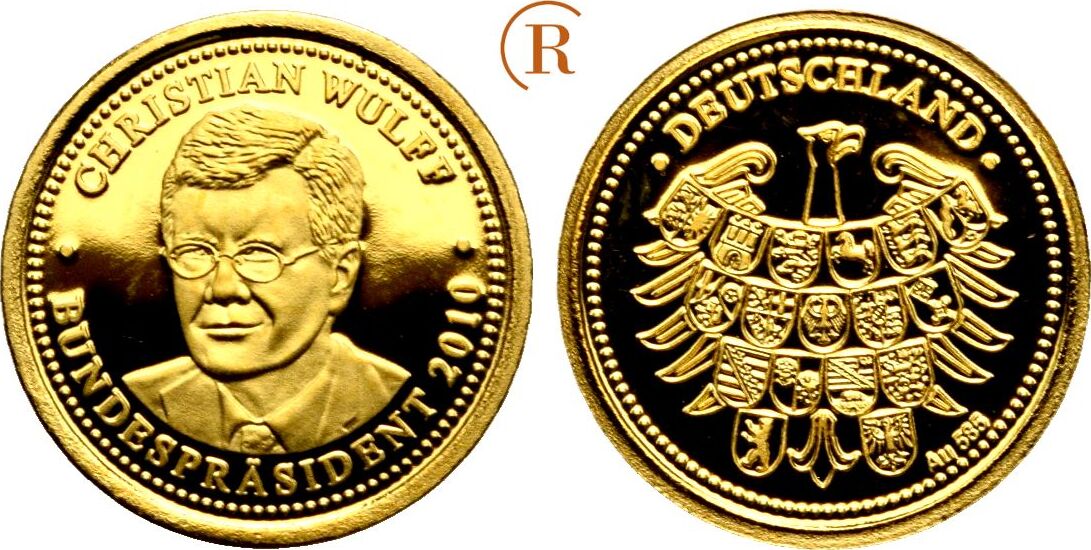 BRD: Goldmedaille a.d. Bundespräsidenten Christian Wulf ohne Jahr PP ...