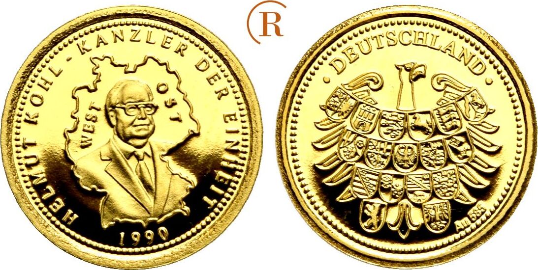BRD: Goldmedaille auf den Bundeskanzler Helmut Kohl ohne Jahr PP | MA-Shops