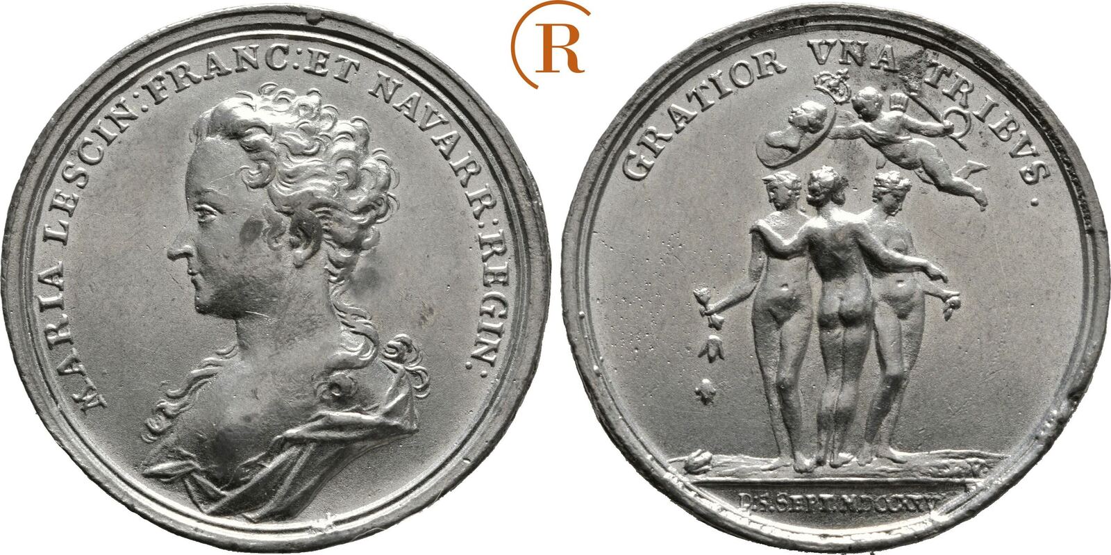 Polen: Zinnmedaille von VEstner, auf die Vermählung 1725 Stanislaw ...