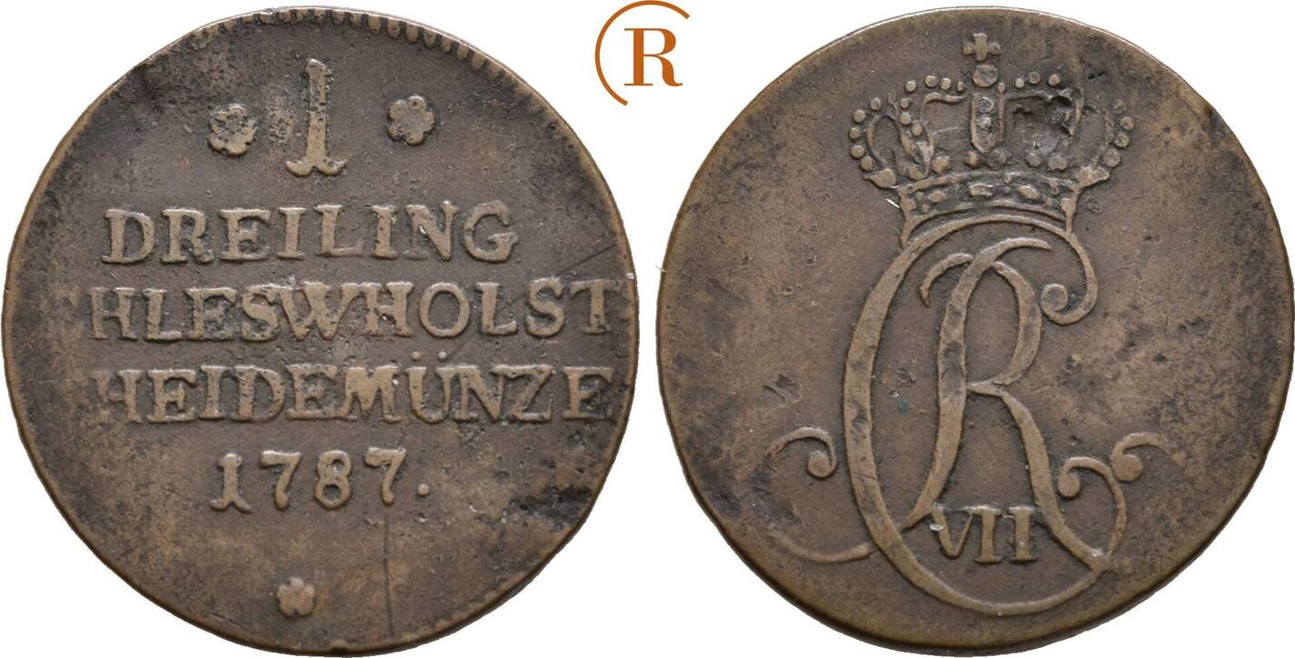 Schleswig Holstein: Königliche Linie: 1 Dreiling Altona 1787 Christian ...